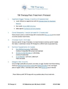 Post-Treatment Protocol – TBI Therapy